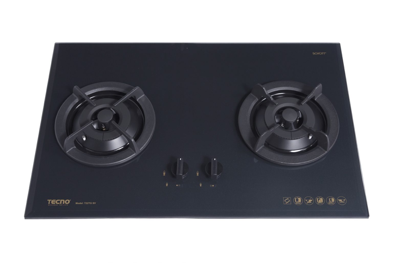 Tecno 2-Burner 75cm Tempered Glass Cooker Hob – Tecno
