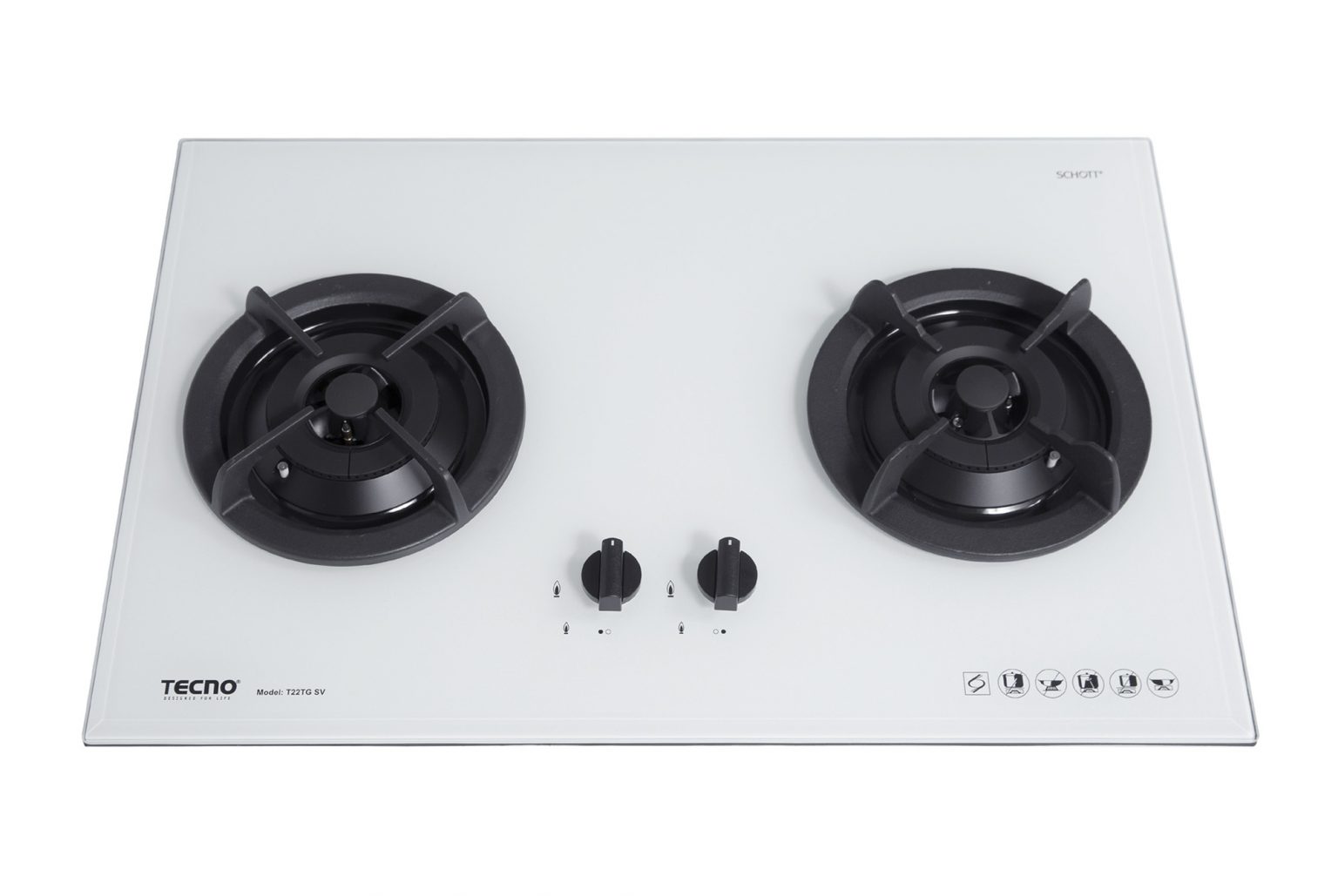 Tecno 2-Burner 75cm Tempered Glass Cooker Hob – Tecno